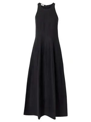 Brunello Cucinelli Paneled Twill Midi Dress - Black