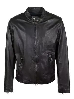 STEWART Leather Zip-up Jacket - Black