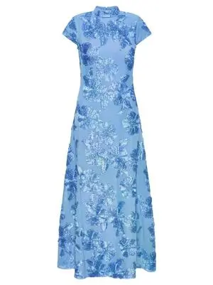 ROTATE BY BIRGER CHRISTENSEN Floral-embroidered Maxi Dress - Blue
