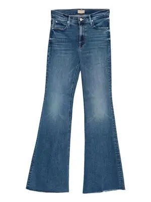 MOTHER Frayed Hem Flare Jeans - Blue