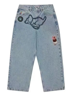 ICECREAM Appliqué Straight Leg Jeans - Blue