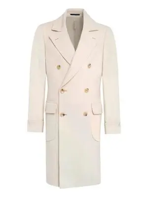 FRANZESE COLLECTION Double-breasted Flap-pocket Coat - White