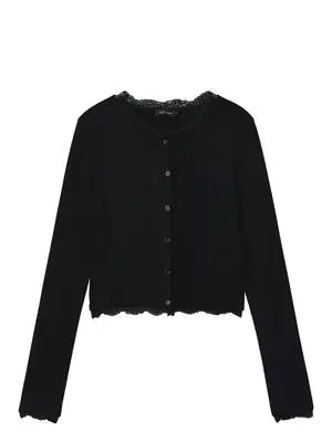 TOUT A COUP Lace-trim Cardigan - Black