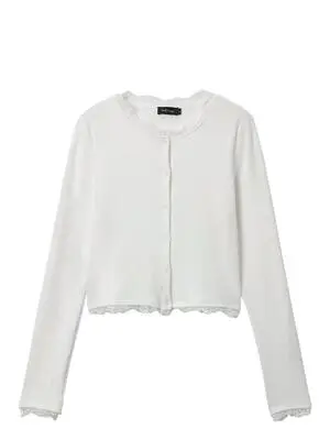 TOUT A COUP Lace-trim Cardigan - White