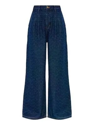 Munthe Patterned Wide Leg Trousers - Blue