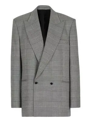 Balmain Prince Of Wales-check Button Blazer - Grey