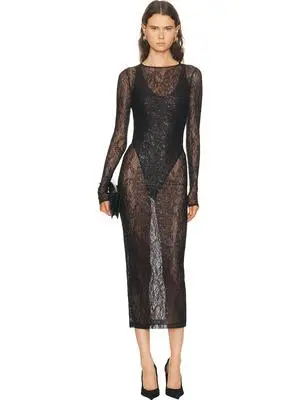 Wardrobe.NYC Lace Midi Dress - Black & Silver