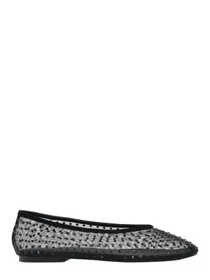 REISS Dina Mesh Embellished Ballet Flats - Black