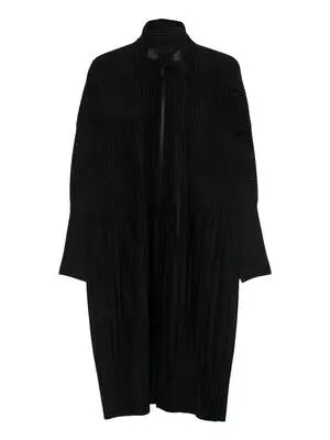 Issey Miyake Pleated Zip-up Coat - Black
