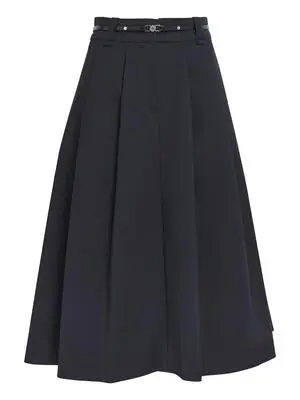 Maje Cotton-blend Belted Midi Skirt - Blue