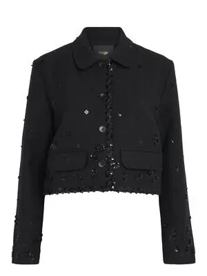 Maje Embellished Cropped Jacket - Black