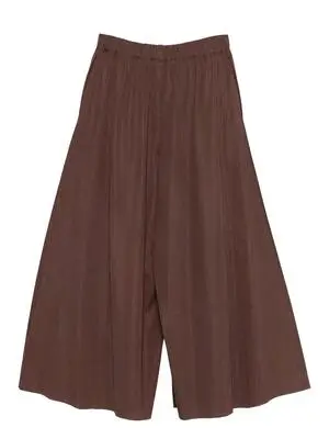 Issey Miyake Pleated Cropped Trousers - Brown