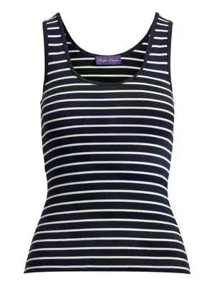 Ralph Lauren Striped Rib-knit Tank Top - Blue