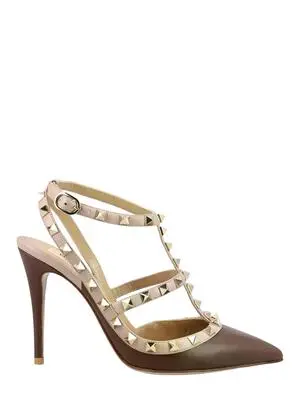Valentino Garavani Heeled Pumps With Studded Straps - Brown