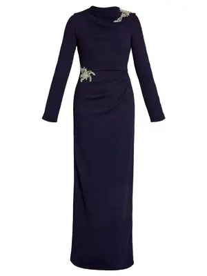 Erdem Embellished Long-sleeve Gown - Blue