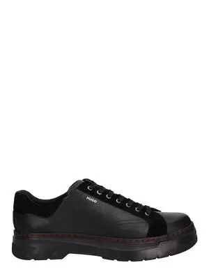 Hugo Lace-up Suede Panel Sneakers - Black