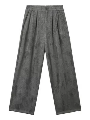 B+AB Pleated Trousers With Elasticated Waistband - Grey