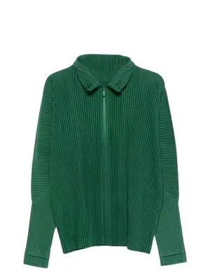 Issey Miyake Pleated Half-zip Top - Green