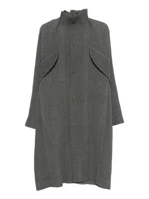 Issey Miyake Pleated Funnel-neck Coat - Grey