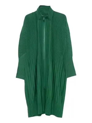 Issey Miyake Pleated Zip-up Coat - Green