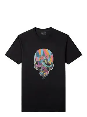 Paul Smith Organic Cotton 'multicolour Skull' T-shirt - Black