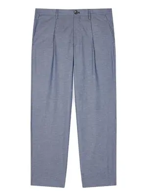 PAUL SMITH Light Slub Cotton-Blend Pleated Trousers