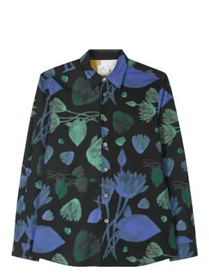 Paul Smith Navy 'half Tone Floral' Cotton Shirt - Blue