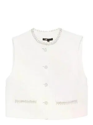Maje Embellished Tweed Vest - Neutrals