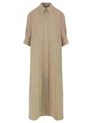 JIL SANDER Button Striped Dress - Neutrals