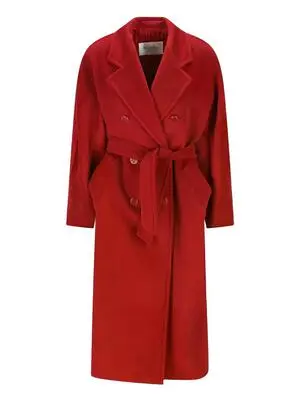 Max Mara Belted Double-Breasted Coat Red