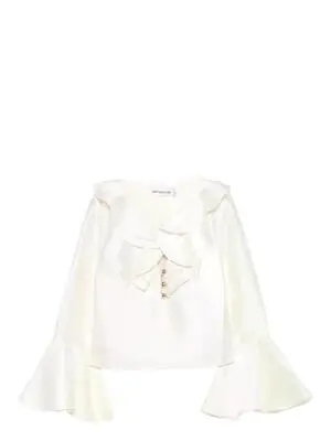 SELF-PORTRAIT Taffeta Ruffled Blouse