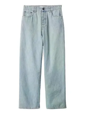 Miu Miu Chambray Embroidered-logo Jeans - Blue