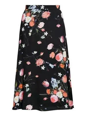 Erdem Floral-print Midi Skirt - Black