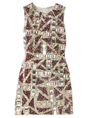 JW Anderson Embellished Sequinned Tulle Mini Dress - Multi