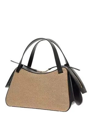 JIL SANDER Raffia-paneled Tote Bag - Neutrals