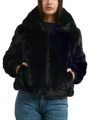 SAVE THE DUCK Faux-fur Jacket - Black
