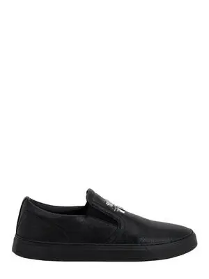 Philipp Plein Leather Slip-on Sneakers - Black