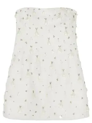 Simkhai Yasmin Embellished Strapless Mini Dress White