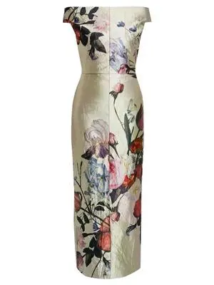 Erdem Floral-print Satin Maxi Dress - Neutrals