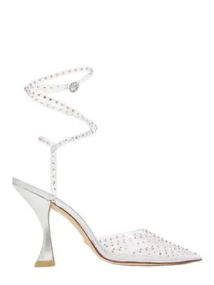 STUART WEITZMAN 100mm Glam Xcurve Embellished Pumps - White