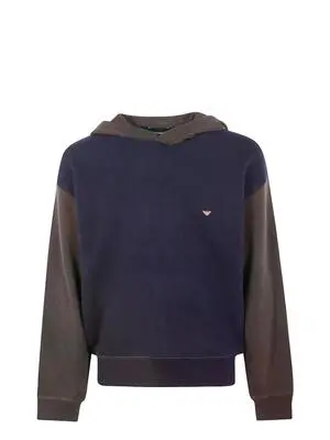 Emporio Armani Contrasting-panel Hoodie - Blue