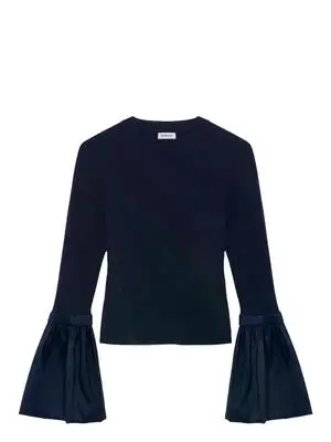 Simkhai Agata Taffeta Knitted Top - Blue