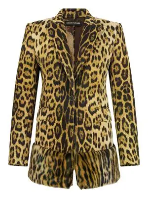 Roberto Cavalli Jaguar Print Single-breasted Blazer - Brown