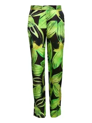 LOUISA BALLOU Leaf-print Trousers - Black