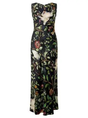 Roberto Cavalli Floral-print Silk Dress - Black