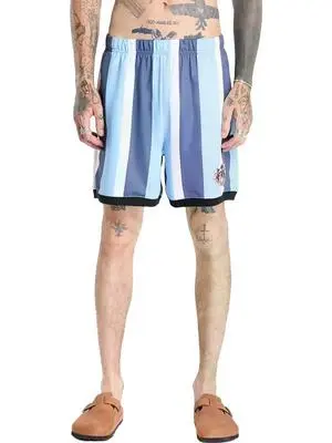 PLEASURES Striped Panelled Shorts - Blue