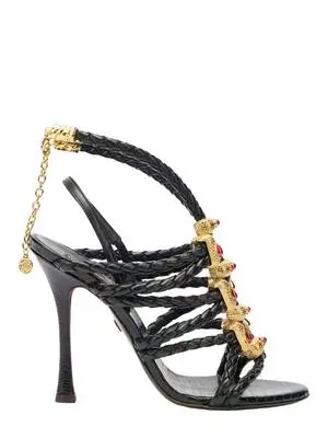 Roberto Cavalli Braided Stiletto Sandals - Black