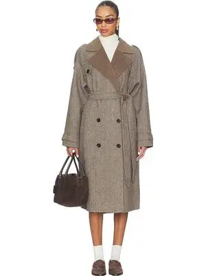 Line & Dot Hugo Plaid Coat - Brown