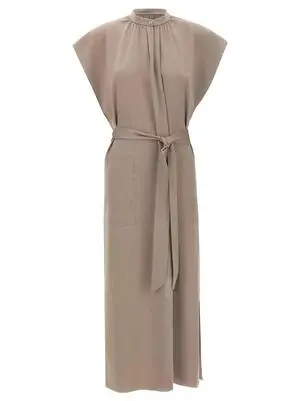 Filippa K Belted Sleeveless Midi Dress - Neutrals