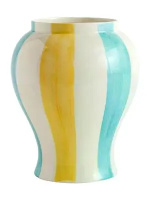 HAY Striped Ceramic Vase - Green